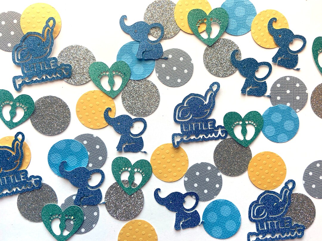 Elephant Baby Shower Confetti, Little Peanut Baby Shower Decor, Blue ...