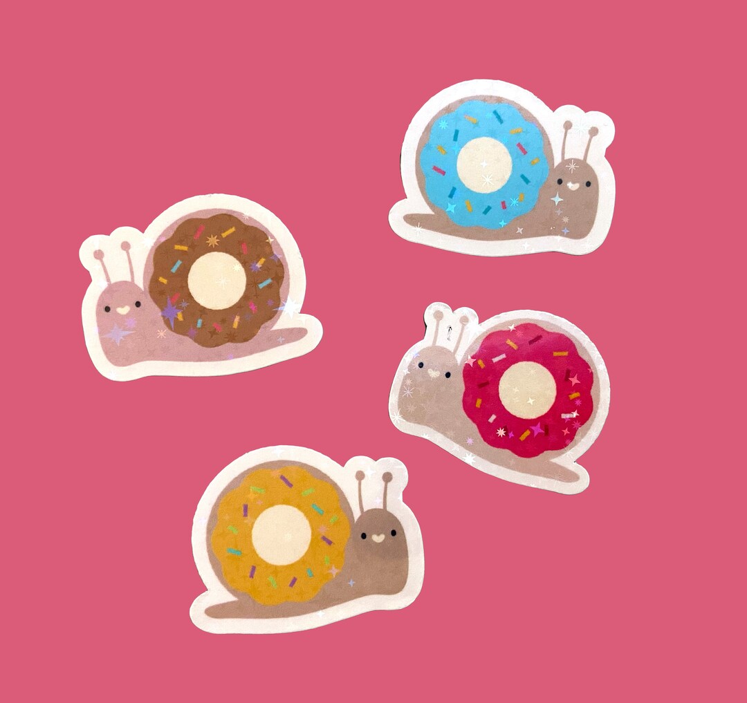 Mini Donut Snail Stickers, Holographic Snail Sticker Pack, Cute Mini ...