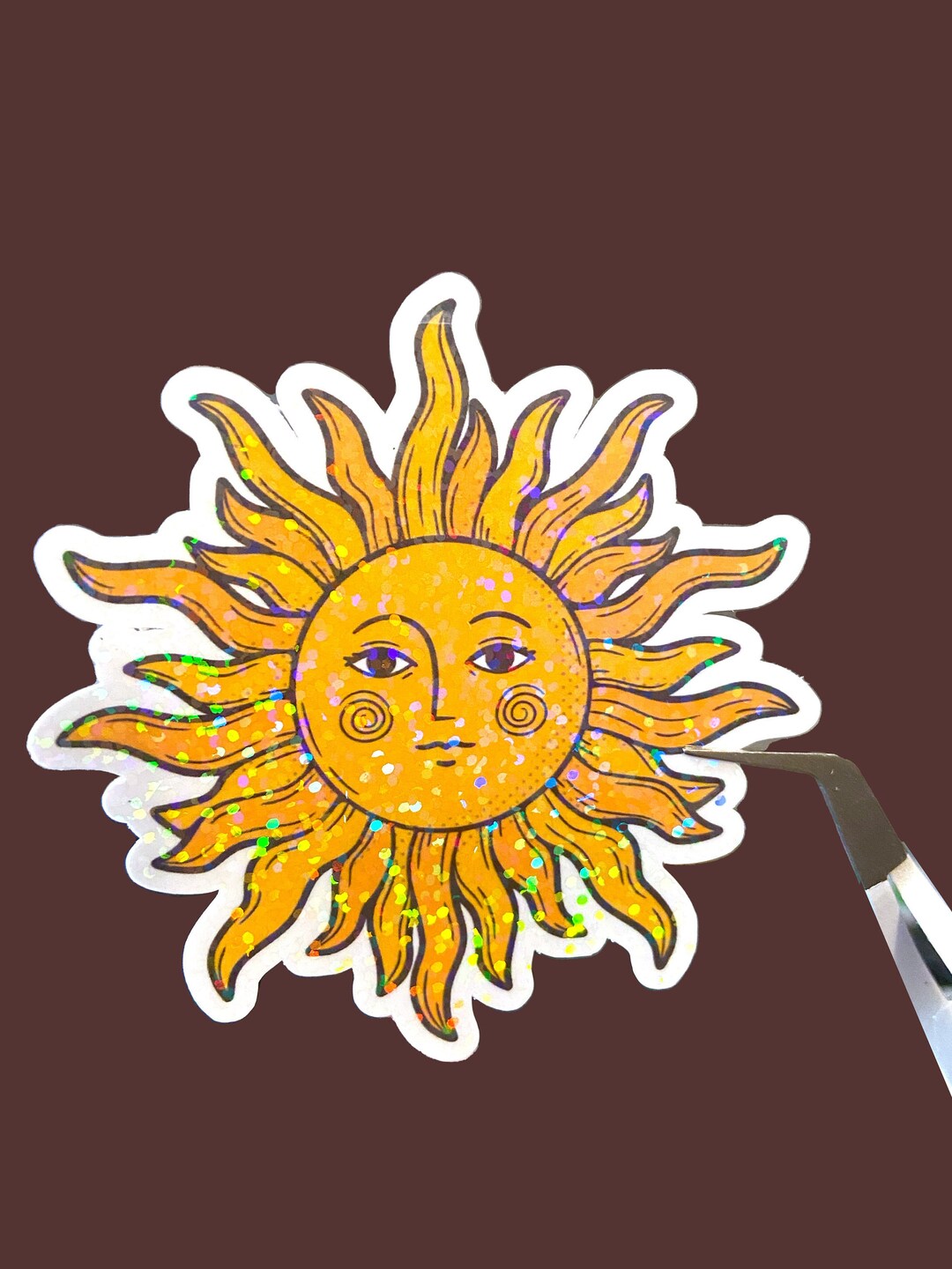 Holographic Sun Sticker, Sunshine Sticker, Boho Sun Sticker, Waterproof ...