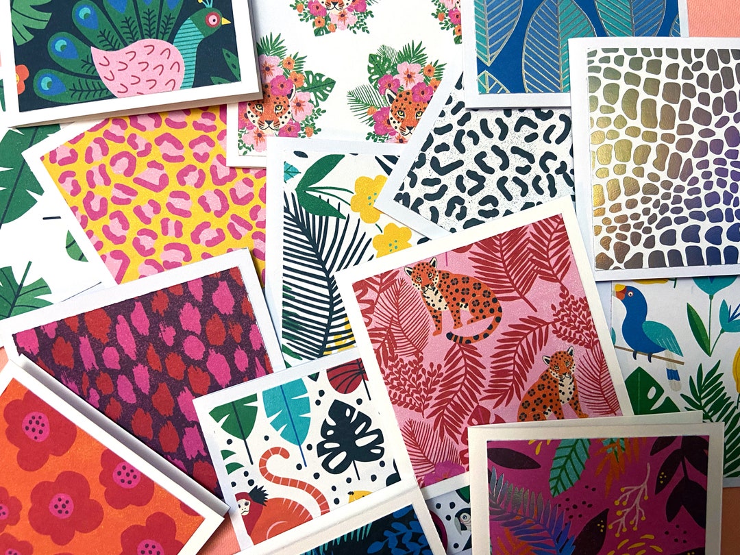 Mini Jungle Cat Notecards, Mini 3 Inch Notecards in Bulk, Colorful ...