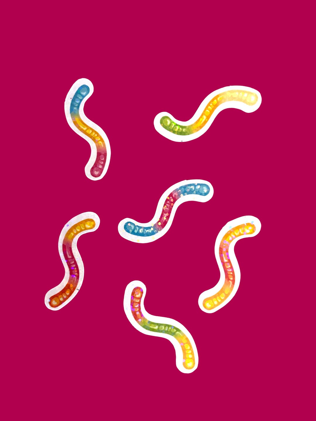 Mini Gummy Worm Stickers, Bulk Mini Stickers, Cute Girly Stickers ...