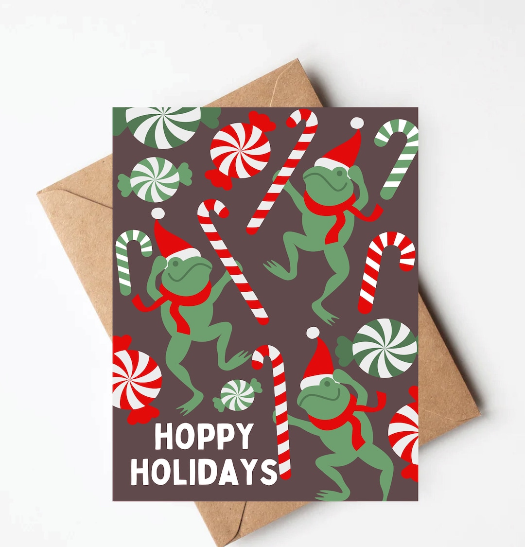 Dancing Frog Christmas Card, Cute Frog Lover Christmas Card, Whimsical ...