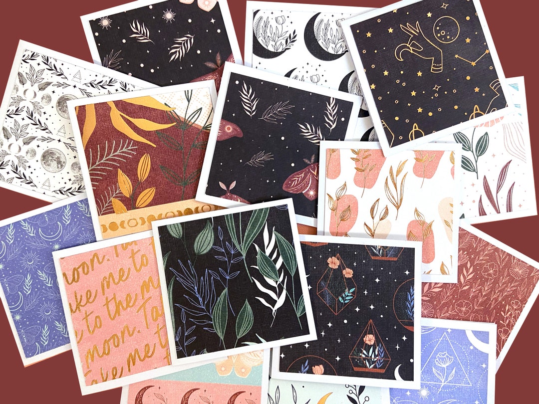 Mini Celestial Plant Notecards, Sun and Moon Mini Cards in Bulk, Mini ...