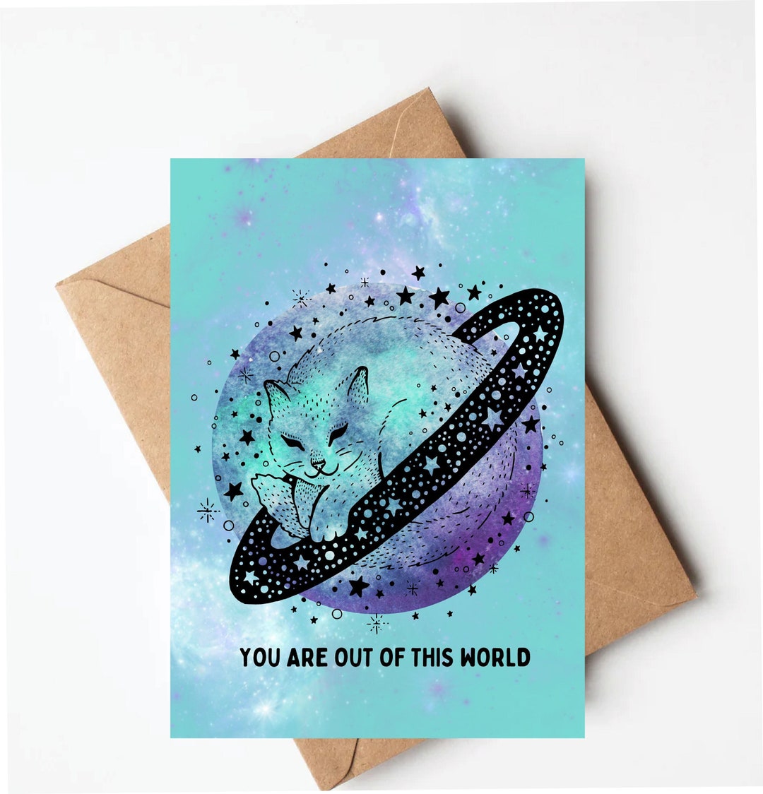 Galaxy Cat Greeting Card, Space Birthday Card, Galaxy Birthday Card ...