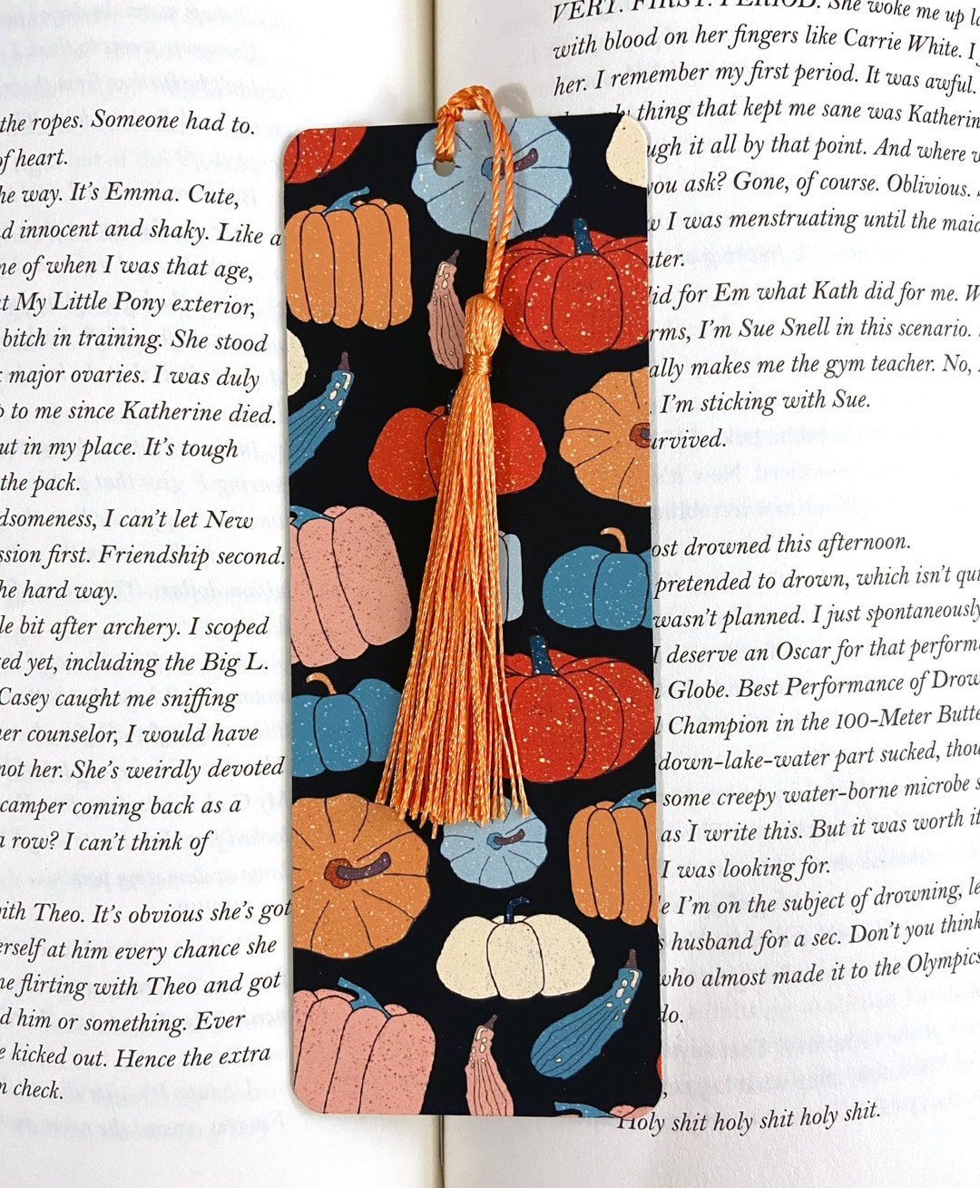 Teal Pumpkin Bookmark, Cute Fall Bookmarks for Her, Pretty Bookmark for ...