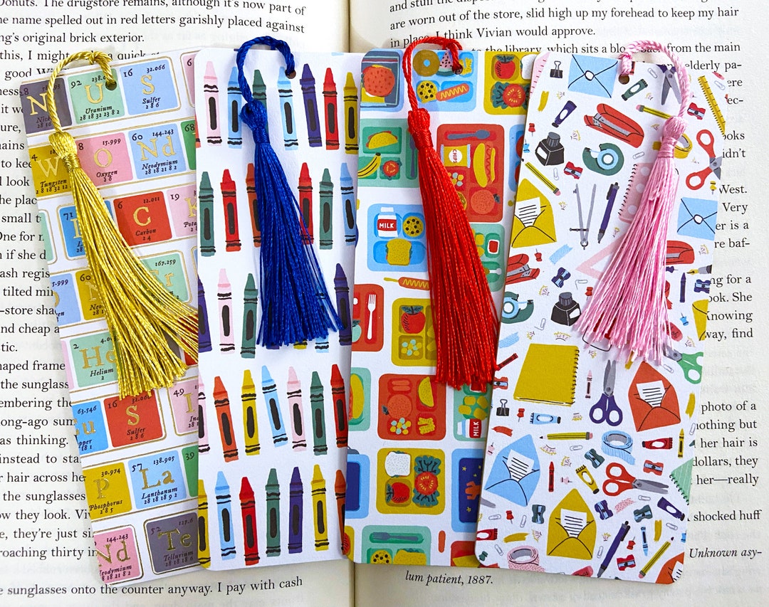 School Themed Bookmarks, Cute Teacher Themed Bookmark With Tassel ...