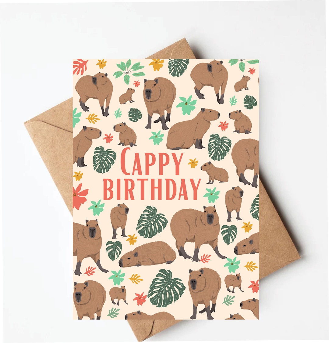 Cute Capybara Birthday Card, Capy Birthday, Funny Birthday Card for Her ...