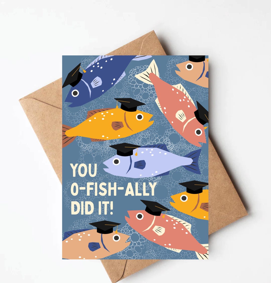Funny Fish Graduation Card, High School College Graduation Card for Him ...