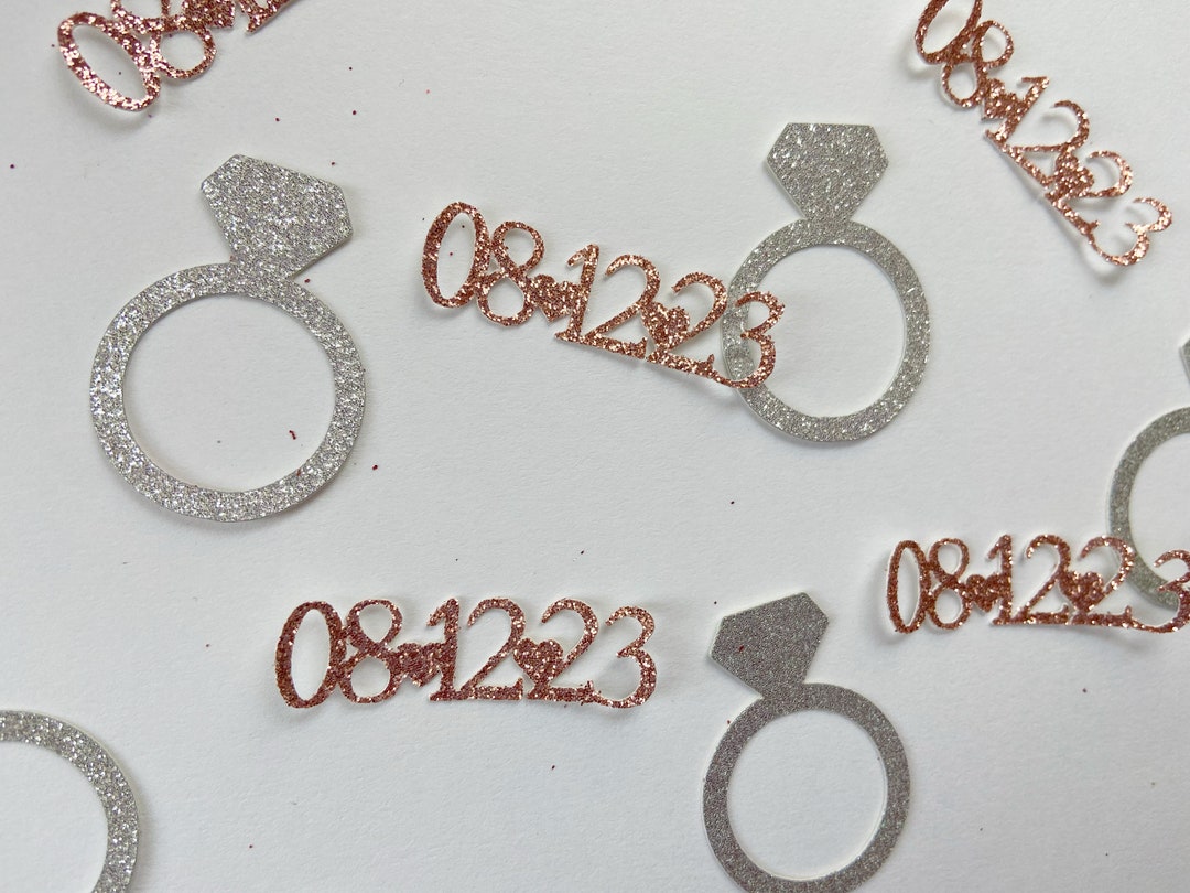 Personalized Wedding Date Confetti, Engagement Party Confetti, Glitter ...