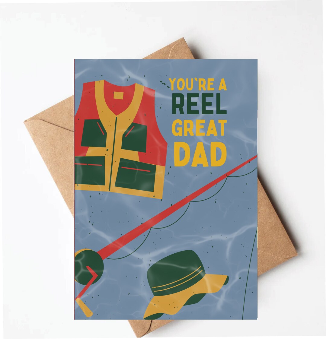 Funny Father's Day Card, Reel Great Dad, Fish Fathers Day Card, Fishing ...