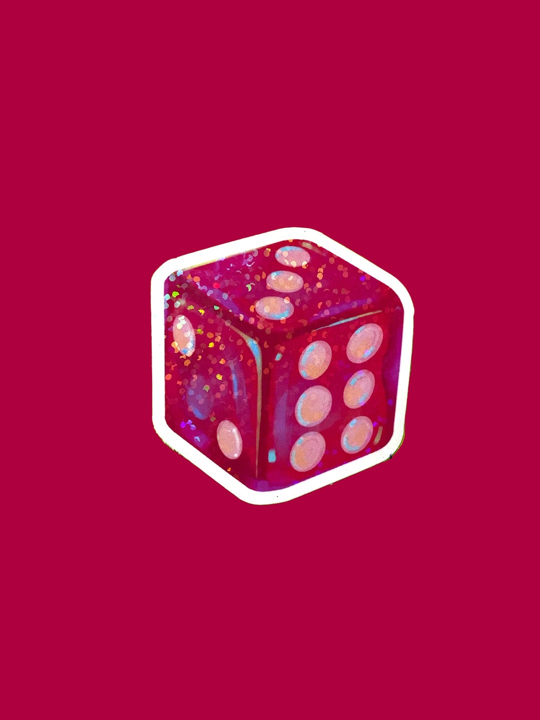 Holographic Pink Dice Sticker, Cute Girly Sticker, Waterproof Sticker ...