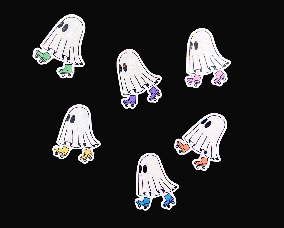 Mini Skating Ghost Stickers, Halloween Ghost Sticker Pack, Mini Space ...