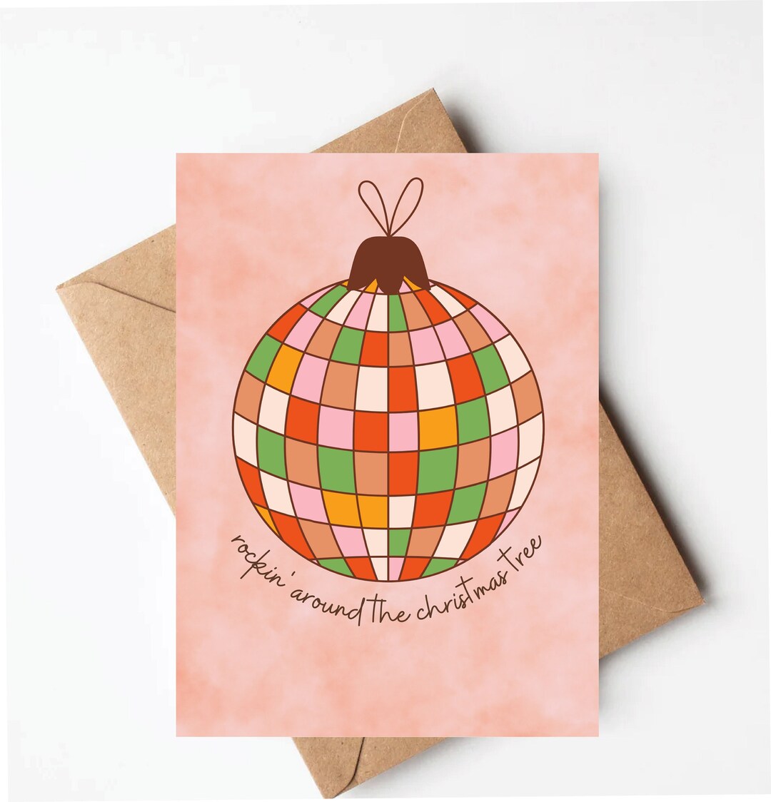 Disco Ball Christmas Card, Retro Groovy Christmas Card, Cute Holiday ...