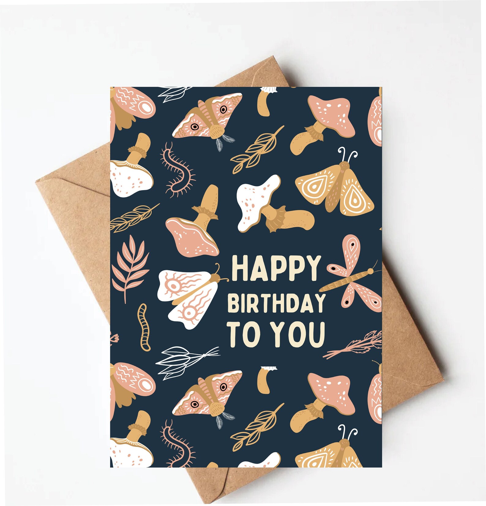 Mushroom Birthday Card Moth Birthday Card for Her Unique - Etsy