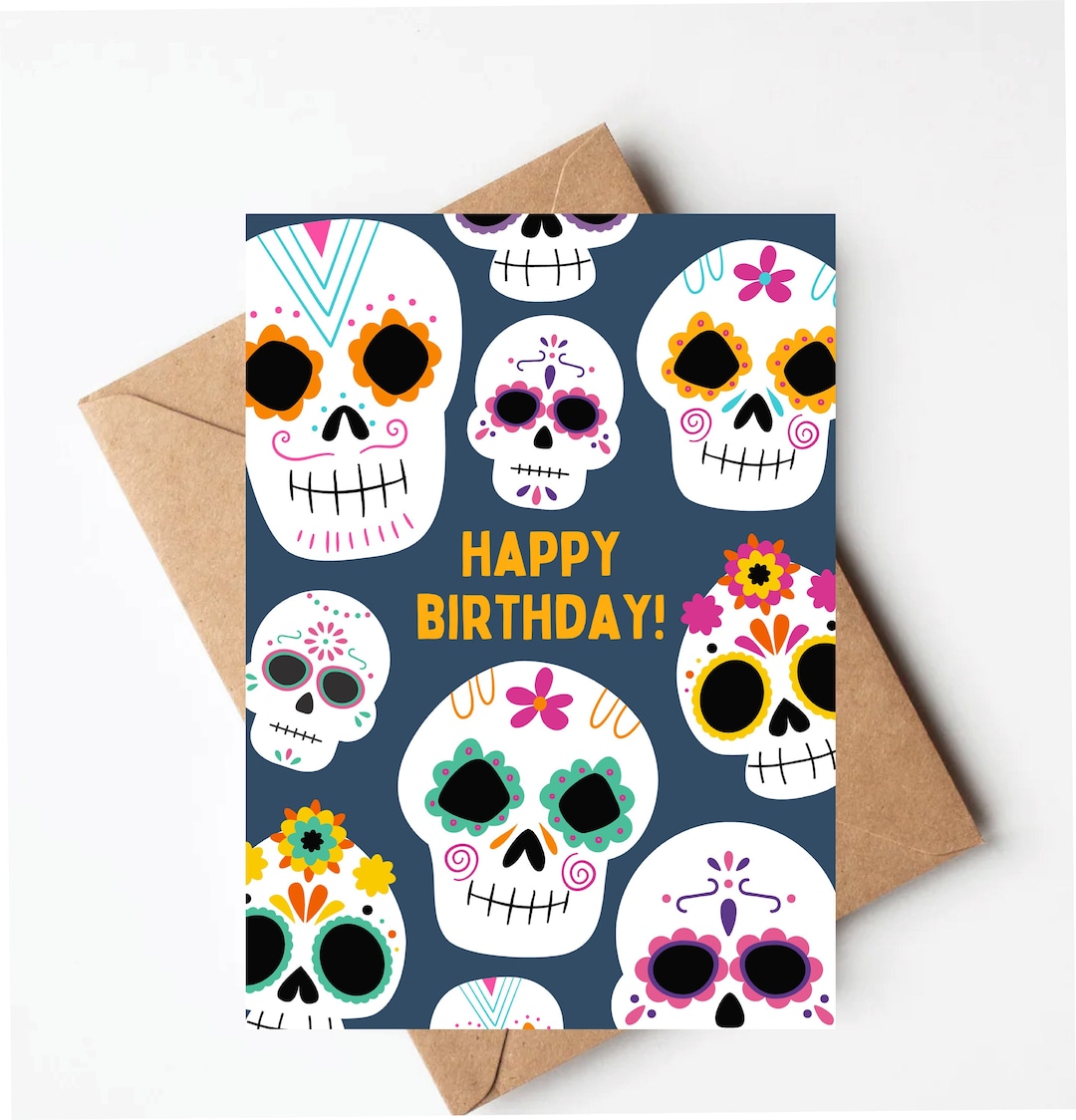 Sugar Skull Birthday Card, Birthday Card for Her, Friend Birthday Card ...
