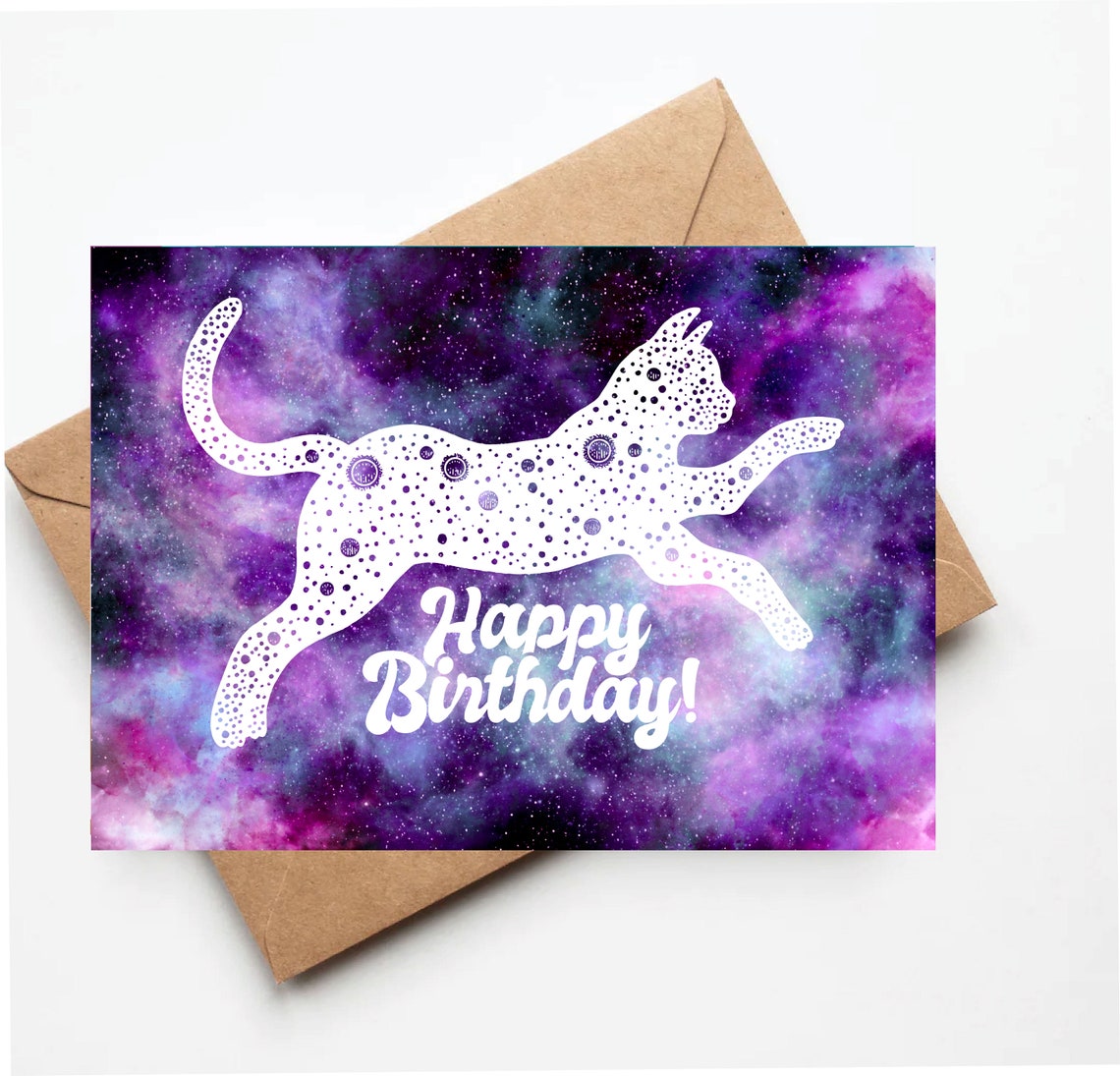 Galaxy Cat Birthday Card Unique Cat Birthday Card Galaxy - Etsy