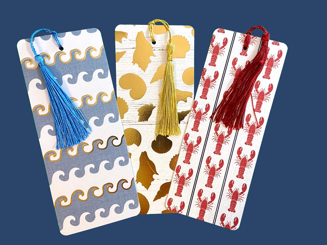 Nautical Coastal Lobster Bookmark Set Bookmark With Tassels, Summer ...