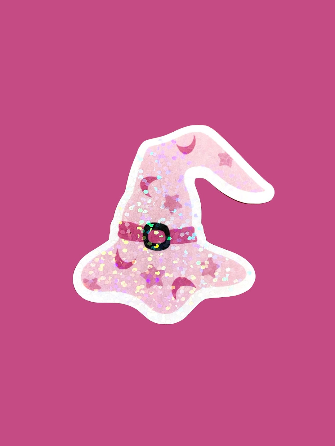 Pink Witch Hat Sticker, Spooky Pastel Halloween Sticker, Waterproof ...