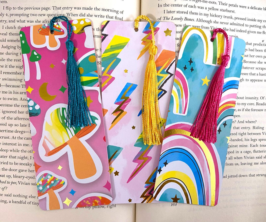 Retro Groovy Mushroom Bookmark Set, Lightning Rainbow Bookmark, Flower ...