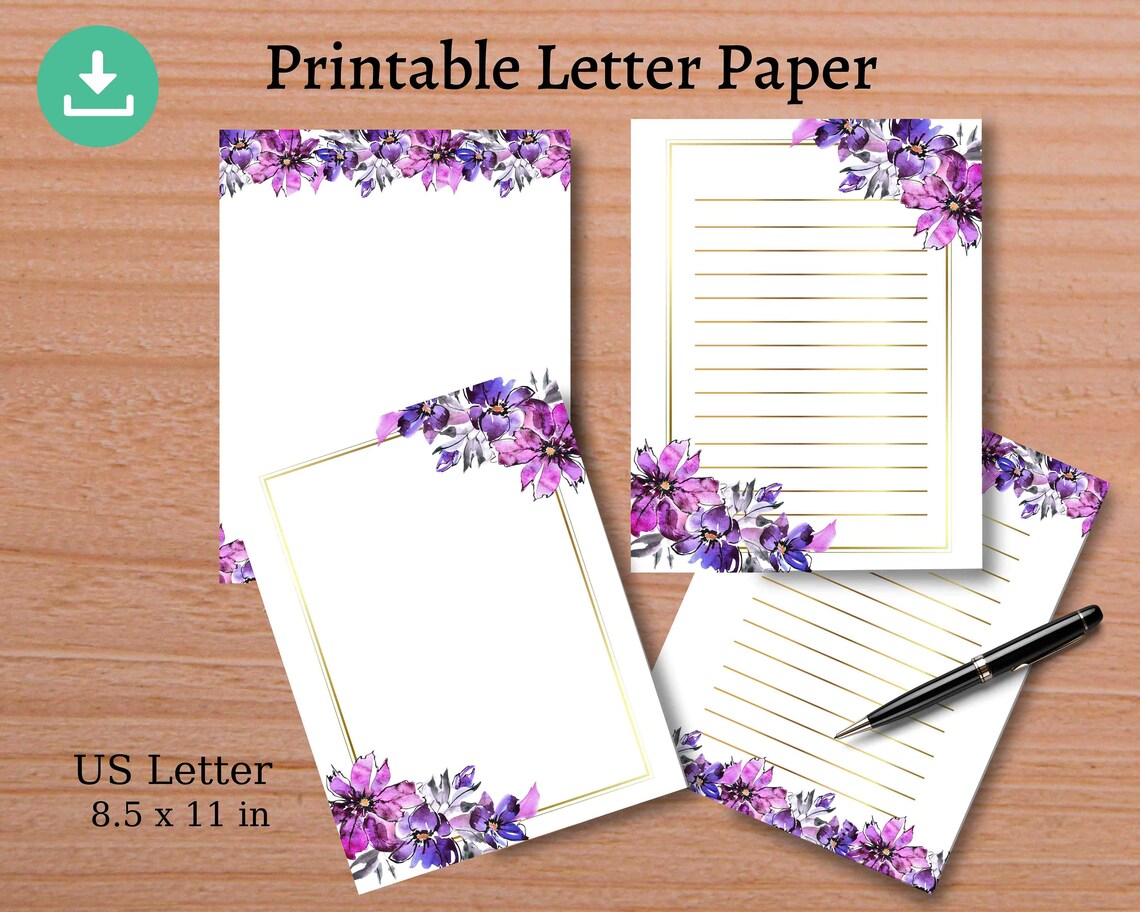 Floral Printable Writing Paper Stationary Journal Pages Line - Etsy