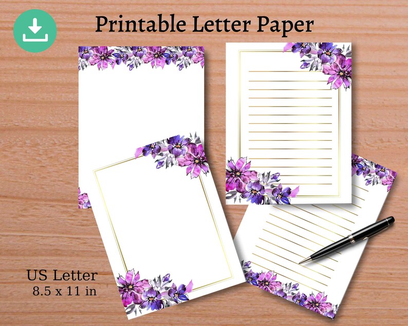 Floral Printable Writing Paper Stationary, Journal Pages, Line Sheet - Etsy
