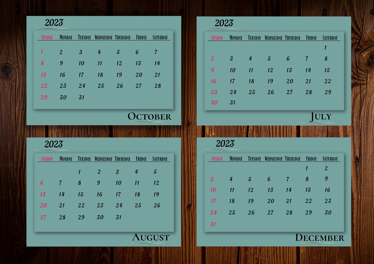 Printable Digital Monthly Calendar 2023 A4 Landscape - Etsy