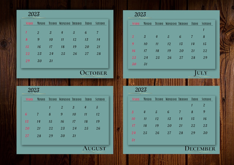 Printable Digital Monthly Calendar 2023 A4 Landscape - Etsy