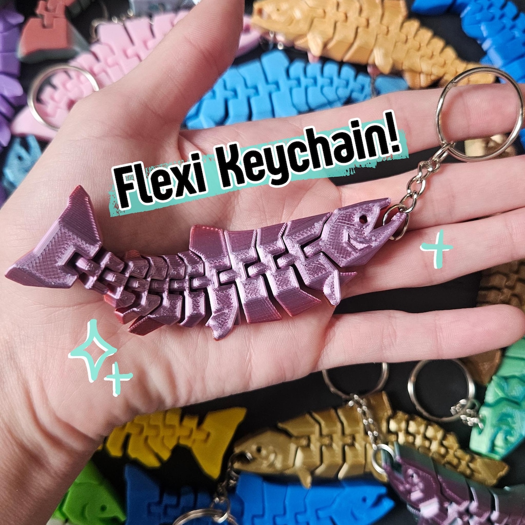 Flexi Fish Keychain: 3d Printed Plastic Fisherman Bag Accessory - Etsy