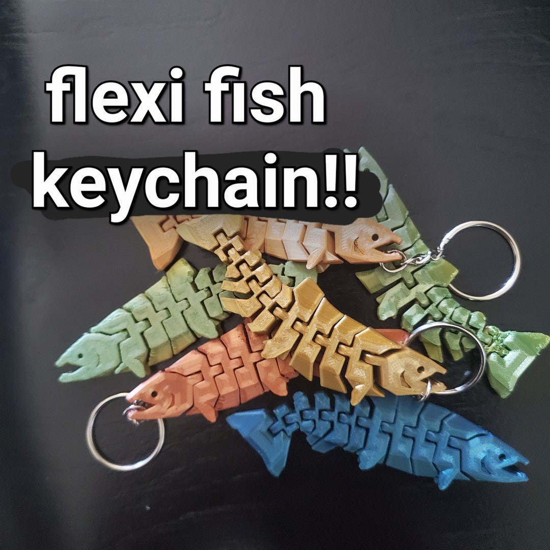 Flexi Fish Keychain 3d Printed, Plastic, Fish, Keychain, Fathers Day ...