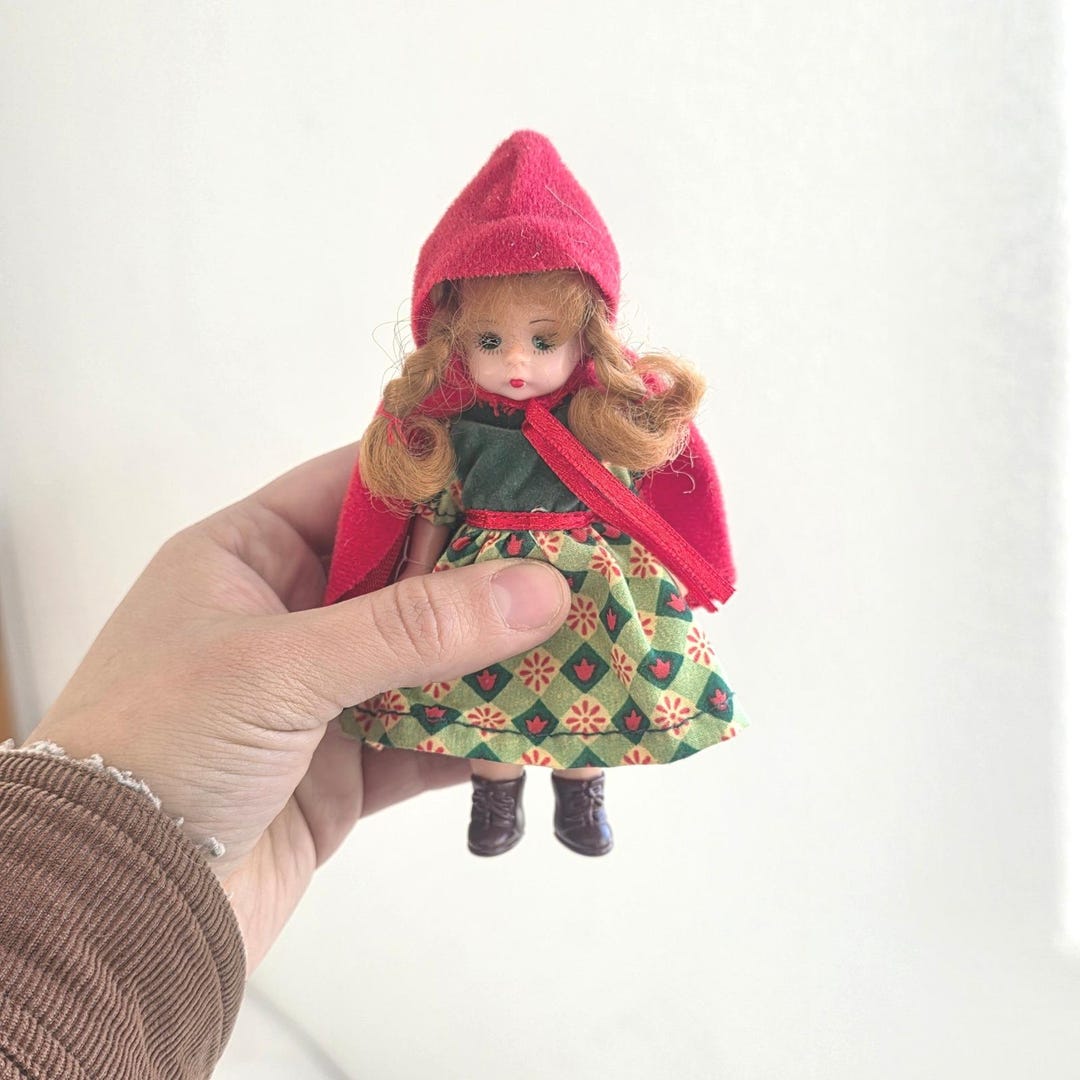 Vintage Little Red Riding Hood Doll Red Hood Green Dress Collectible ...