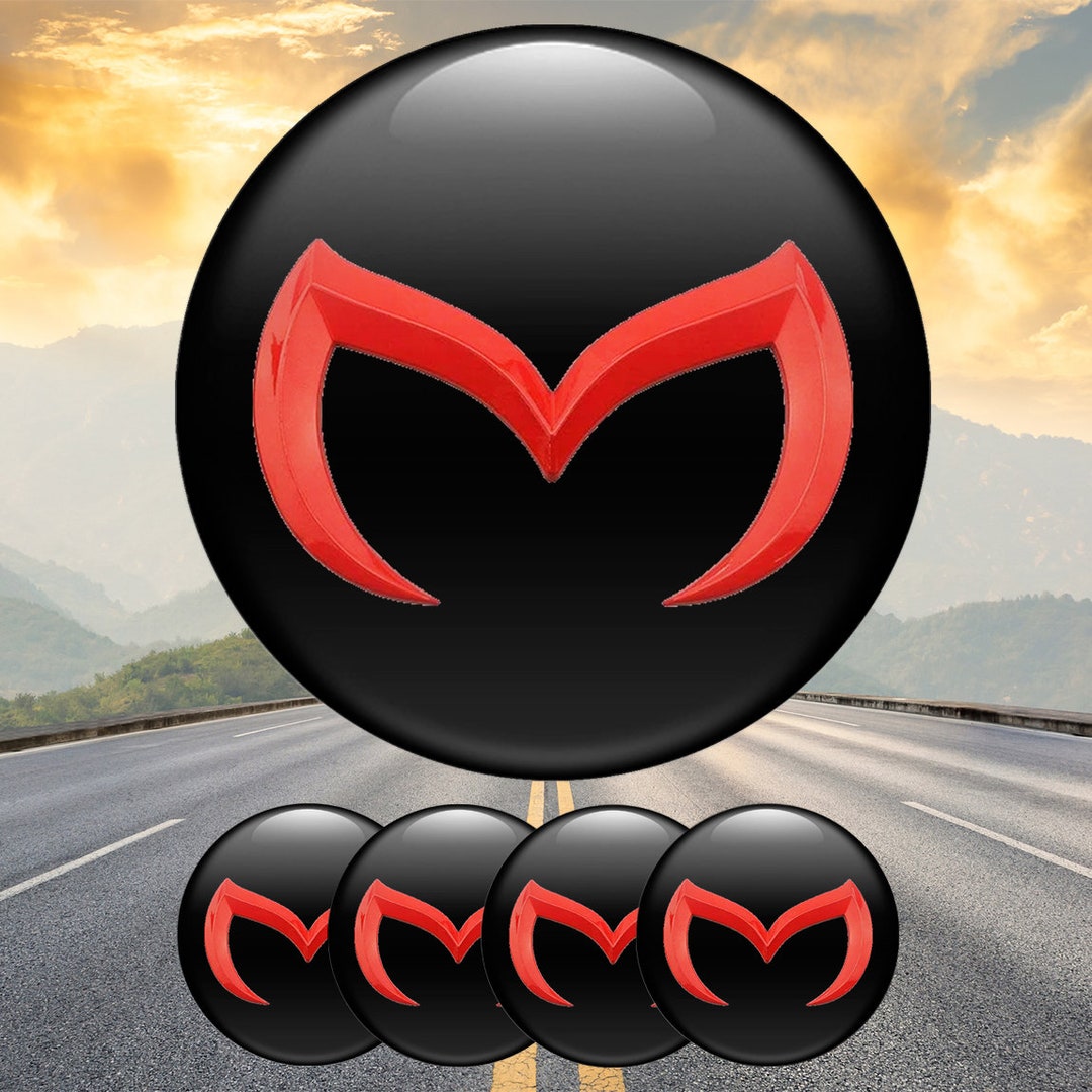 Mazda Stickers Superior Quality Silicone Coated Center Wheel Cap Decals ...
