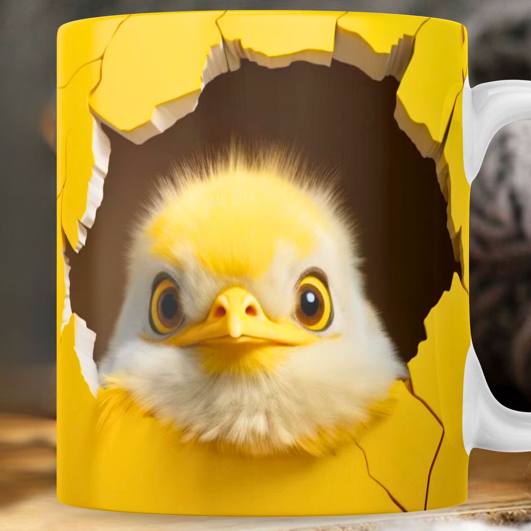 Baby Chick 3D Mug Wrap, 11oz and 15oz Mug Template, Hole in a Wall Mug ...
