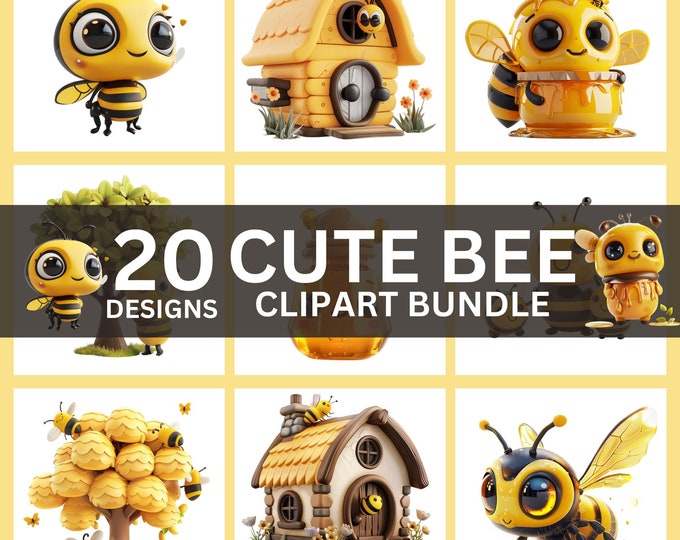 Watercolor Cute Honey Bee Clipart Png-bee Clip Art-spring Bumble Bee ...