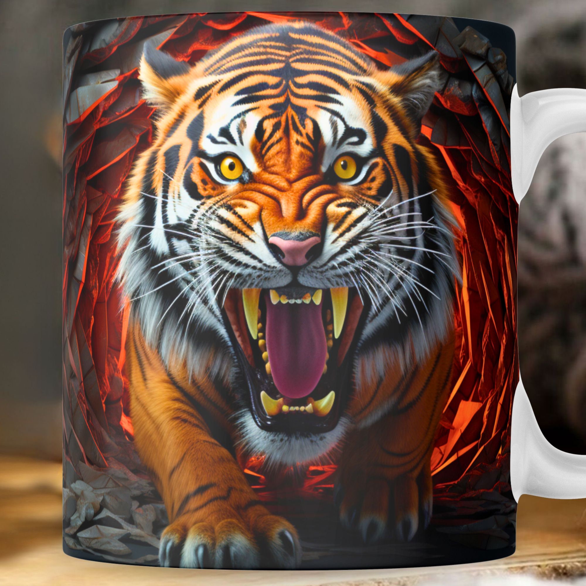 3D Tiger Mug Wrap 11oz Mug Template 3D Tiger Mug Sublimation Design ...