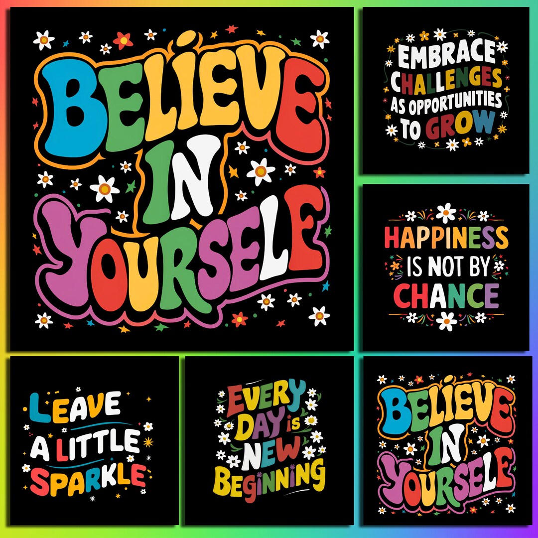 Boho Motivational Png Bundle, Self Love Png, Positive Affirmations Png ...