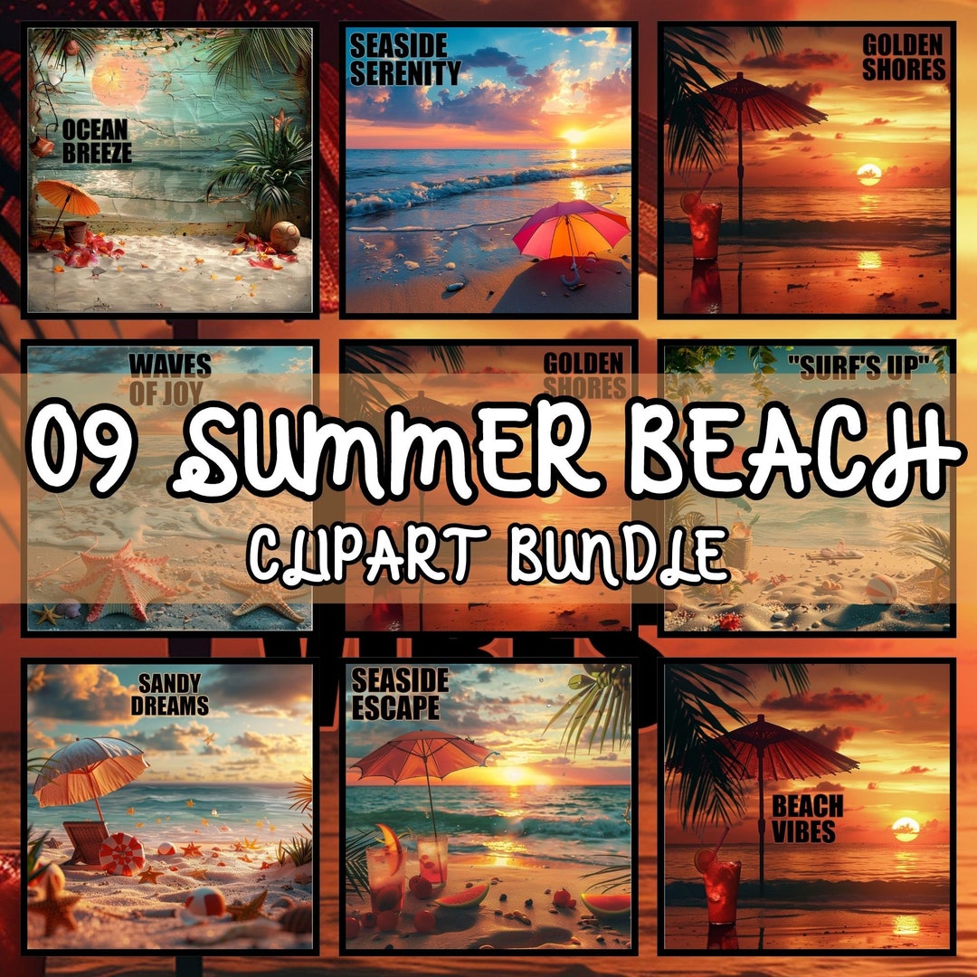 Summer Beach Clipart PNG, Cute Pool Party Clipart Bundle, Tropical ...