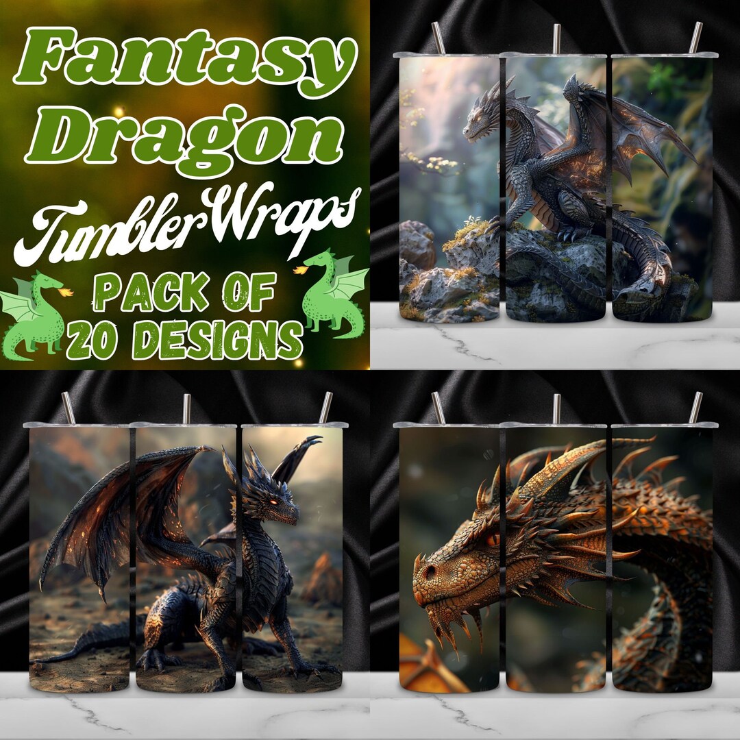 20 Dragons Bundle Tumbler Wraps, 20 Oz Skinny Tumbler Sublimation ...