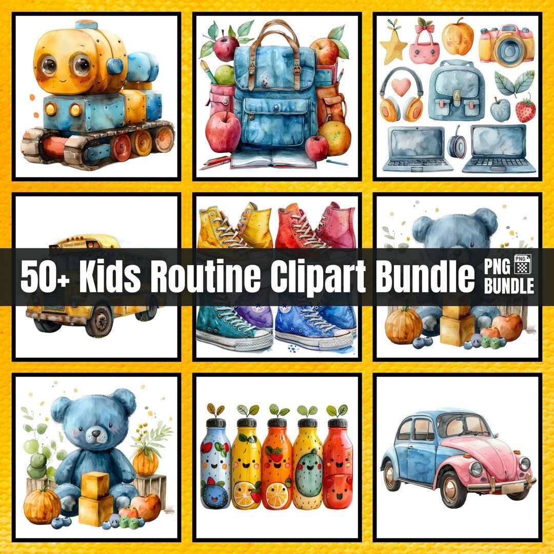 Kids Routine Clipart Bundle, Morning, Bedtime, Visual Schedule Pictures ...