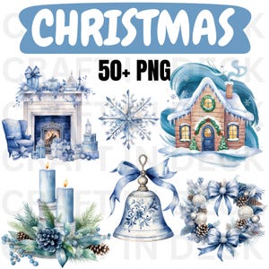 Christmas Clipart Bundle, Watercolor Winter Bundle, Christmas Png ...
