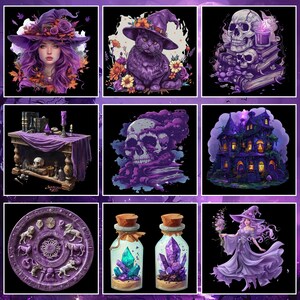 100+ Witch PNG Bundle, Watercolor Fantasy Witches PNG, Magic Witch ...