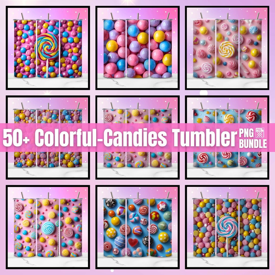 50+ Candy Tumbler Wrap Bundle, 20oz Skinny Tumbler Sublimation Design ...