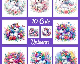 Rainbow Unicorn Clipart, Unicorn PNG, Magic Unicorn PNG, Watercolor ...