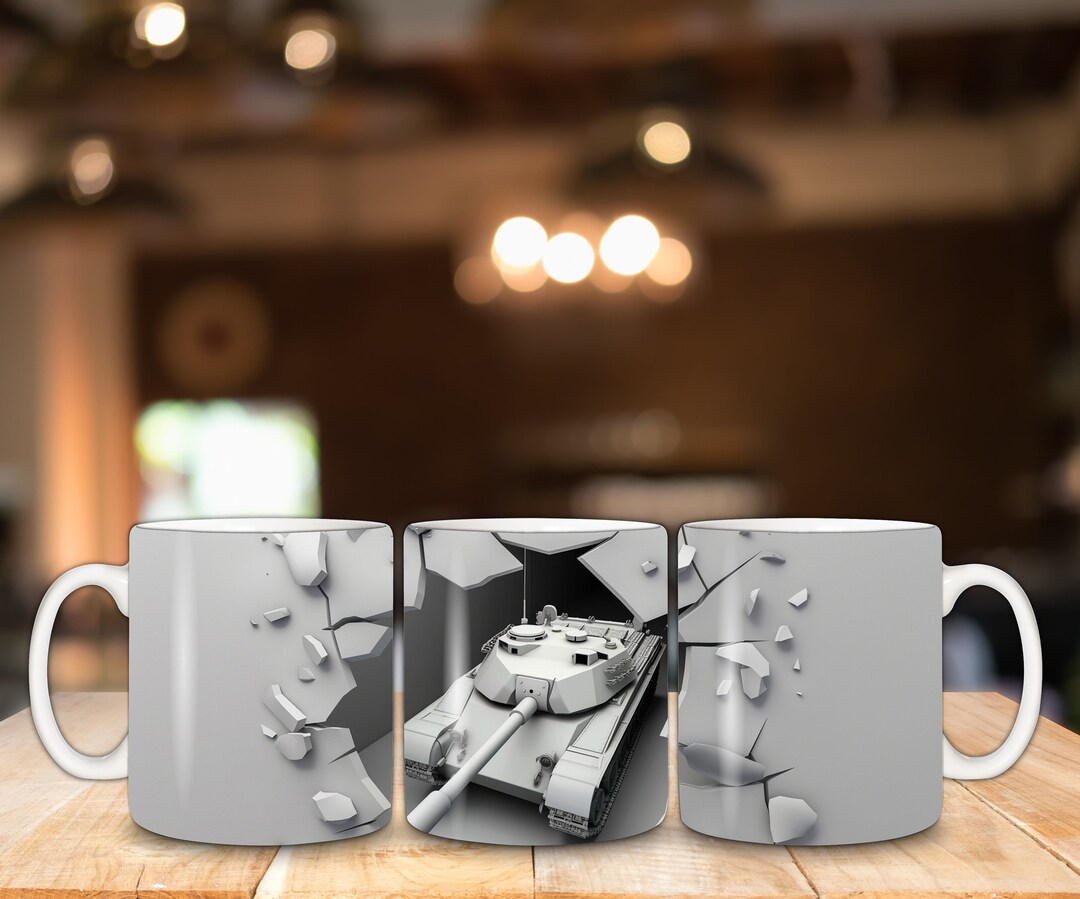 Military Tanks Mug Wrap, 3D Tanker Mug Sublimation Design, Patriotic ...