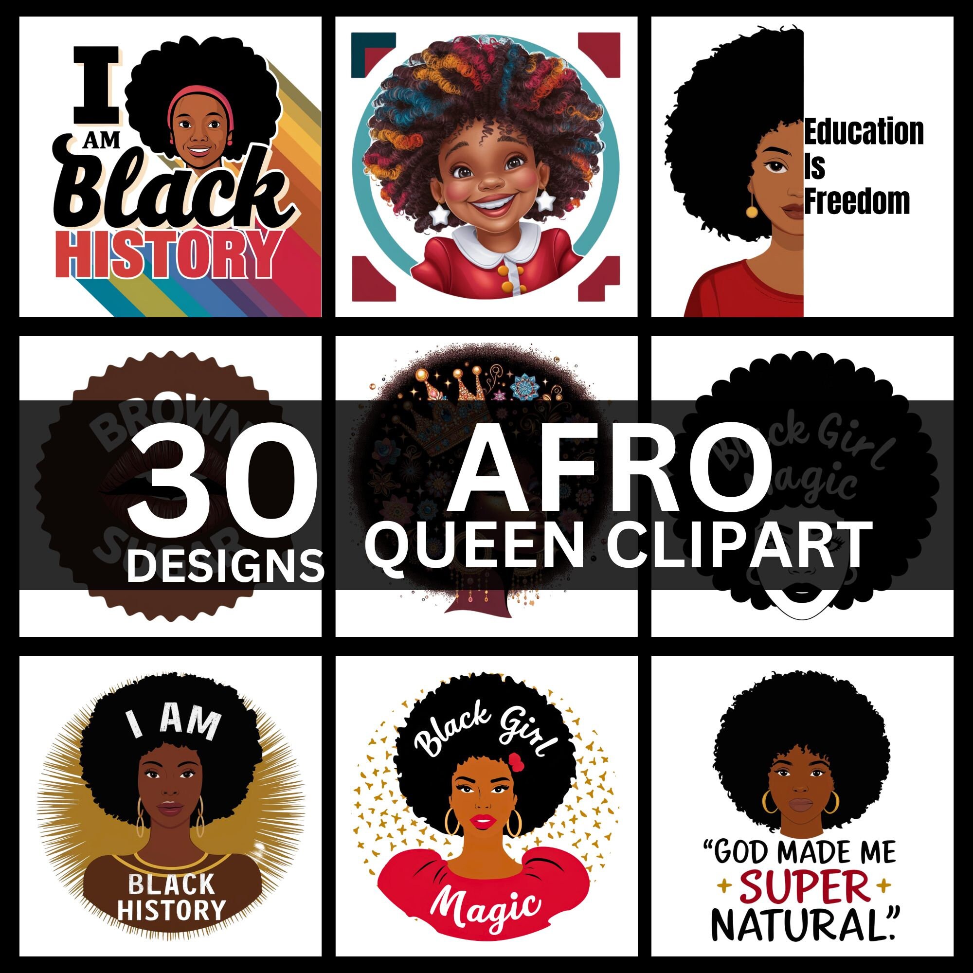 30 Afro Queen Clipart Bundle Afro Woman Png Black Queen Png Afro Girl Clipart Black Girl Png ...