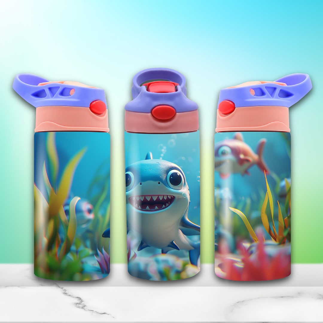 Cool Shark 12oz Kids Flip Top Sippy Cup Tumbler Wrap, 12oz Straight ...