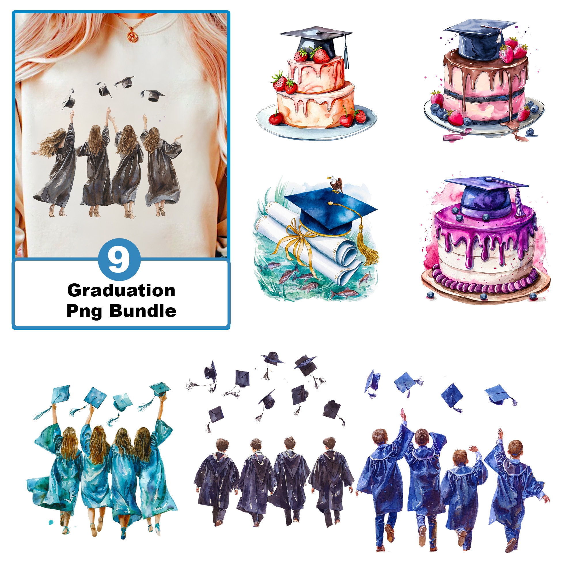Watercolor Graduation PNG Clipart, Senior 2023 Png Graphics, Last Day ...