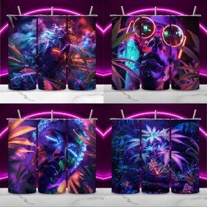 3D Neon Weed Tumbler Wrap Bundle, Weed Sublimation Design, Marijuana ...