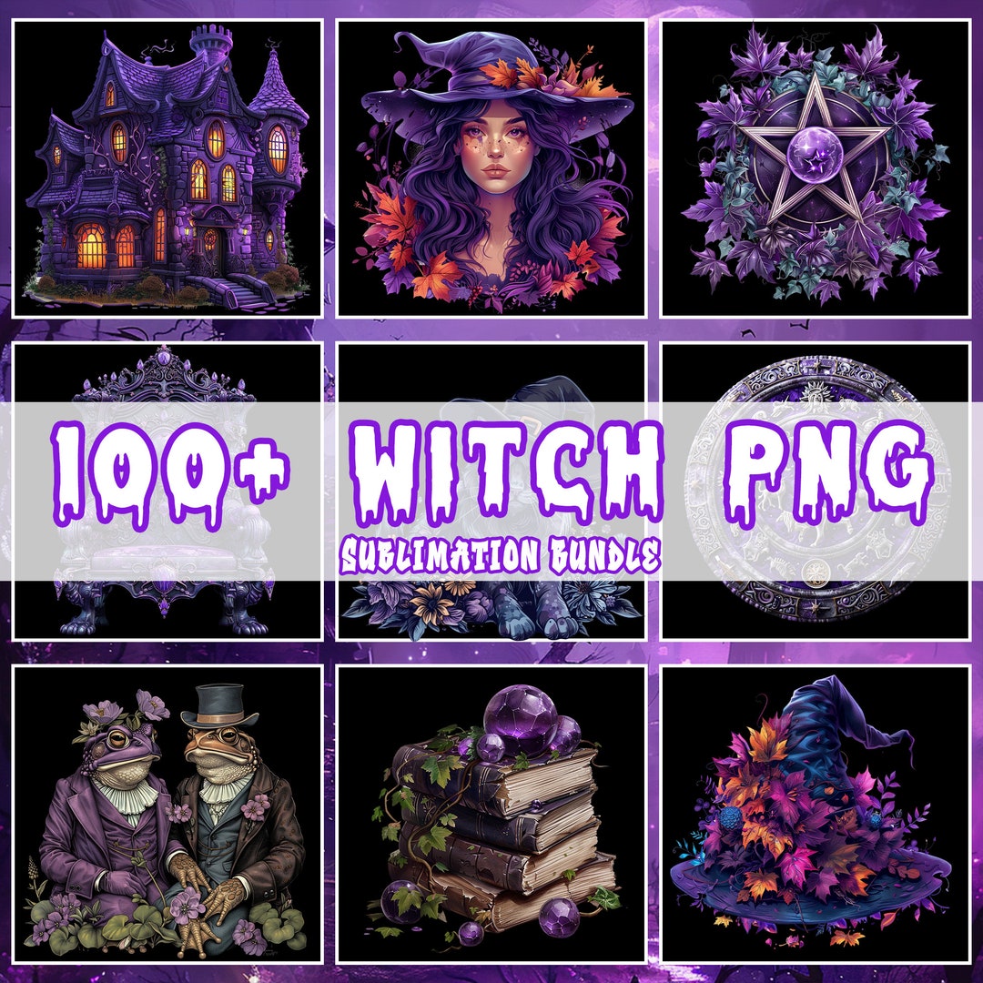100+ Witch PNG Bundle, Watercolor Fantasy Witches PNG, Magic Witch ...