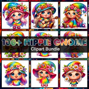 100+ Hippie Gnome Clipart Bundle,peace Gnome Png Graphics, Gnome ...
