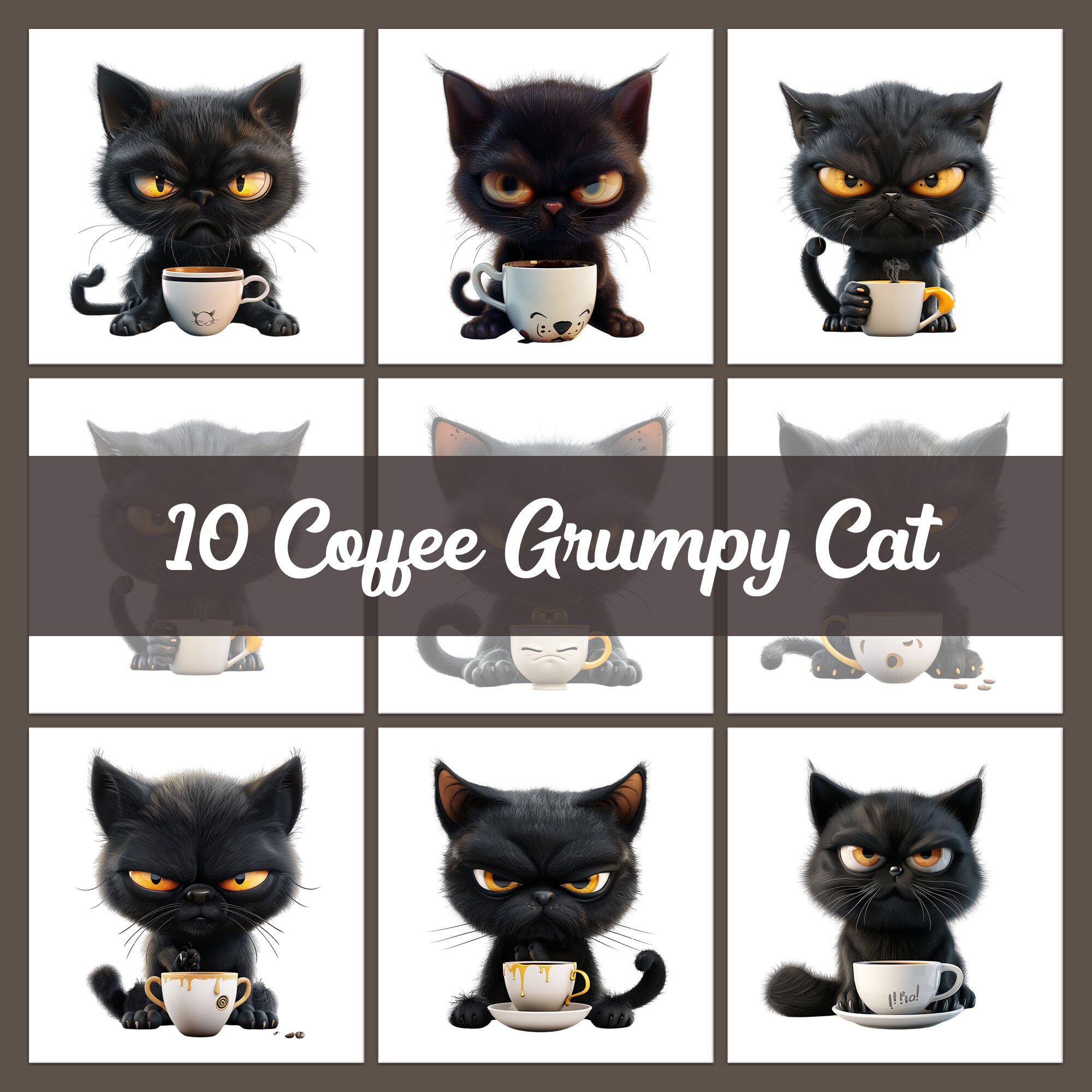 Grumpy Coffee Cat Clipart, Angry Cat Clipart, Morning Mood Pets ...